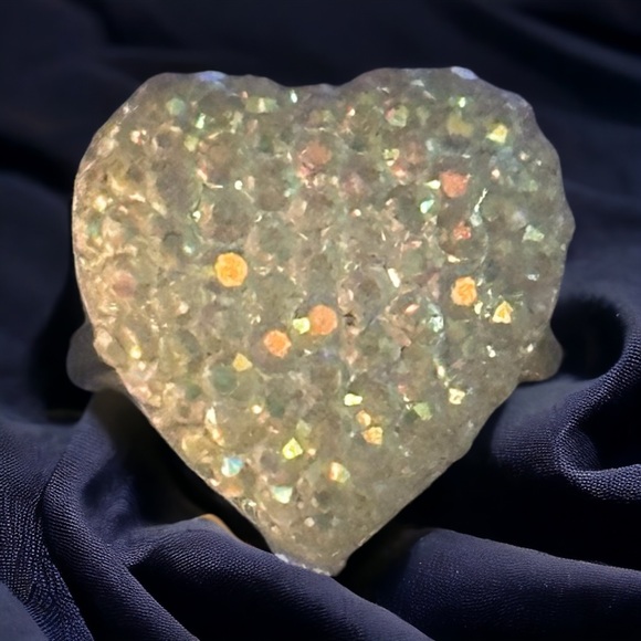 Vintage | Jewelry | Vintage Aurora Borealis Lucite Puffed Heart Ring ...
